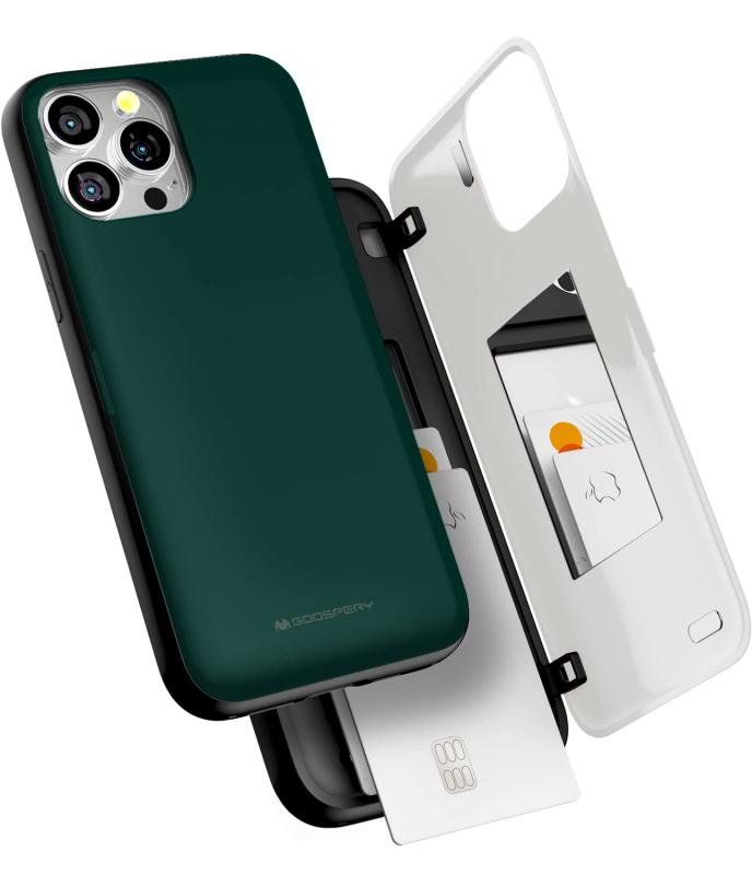 Goospery iPhone 13 Pro Max 用 ケース 背面 カード 収納 マグネット式 バンパー バンパー カバー 6.7 インチ、アイフォン13 Pro Max ケース カード収納 背面 ケース 2枚 カード入れ カバ― IP...