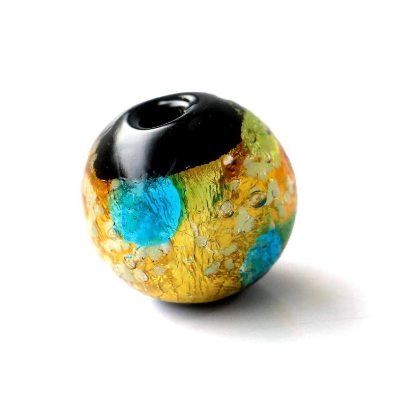 光る ホタルガラス イエロー ブルー MIX 10mm 粒売り とんぼ石 青色 黄色 沖縄 お土産