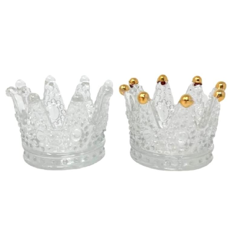 [pkpohs] キャンドルホルダー 王冠 2点セット ガラス キャンドルスタンド ティーライト キャンドル 小物入れキャンドルを灯して、おうち時間を素敵なリラックスタイムに。小さくて可愛らしい王冠のフォルムから見えるキャンドルの優しい灯り...