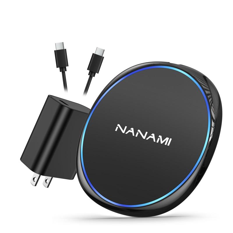 NANAMI ワイヤレス充電器 (QC3.0 急速充電器付き) 置くだけ充電器 セット 7.5W/10W/15W iPhone 15/14/13/12シリーズ/SE第二世代/11(Pro)/Xs(Max)/XR/X/8(Plus) AirP...