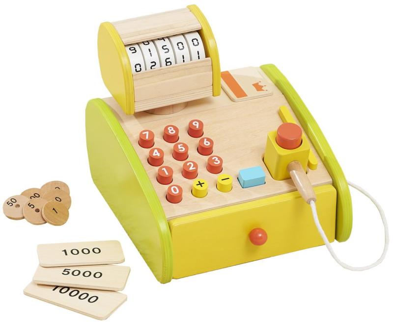 エド・インター 森のあそび道具 森のくるくるピッピレジスターお店屋さんになりきってごっこ遊びができる木製のレジスター。音の鳴るスキャナーや金額が表示される回転式のディスプレイ、ポイントカードを読み込むカードリーダーなど、リアルな機能がいっぱ...