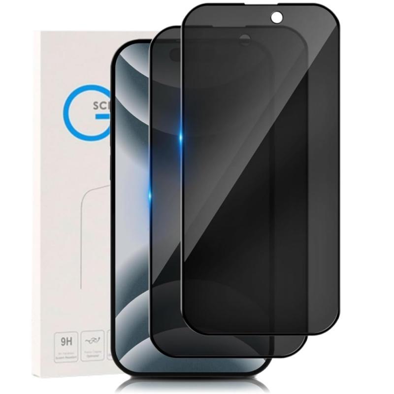 【覗き見防止&amp;アンチグレア】GAOYYDS ガラスフィルム（2枚セット） アンチグレア アイフォン16pro プライバシー保護フィルム [日本旭硝子製 硬度9H 貼り付け簡単 指紋防止 気泡防止 飛散防