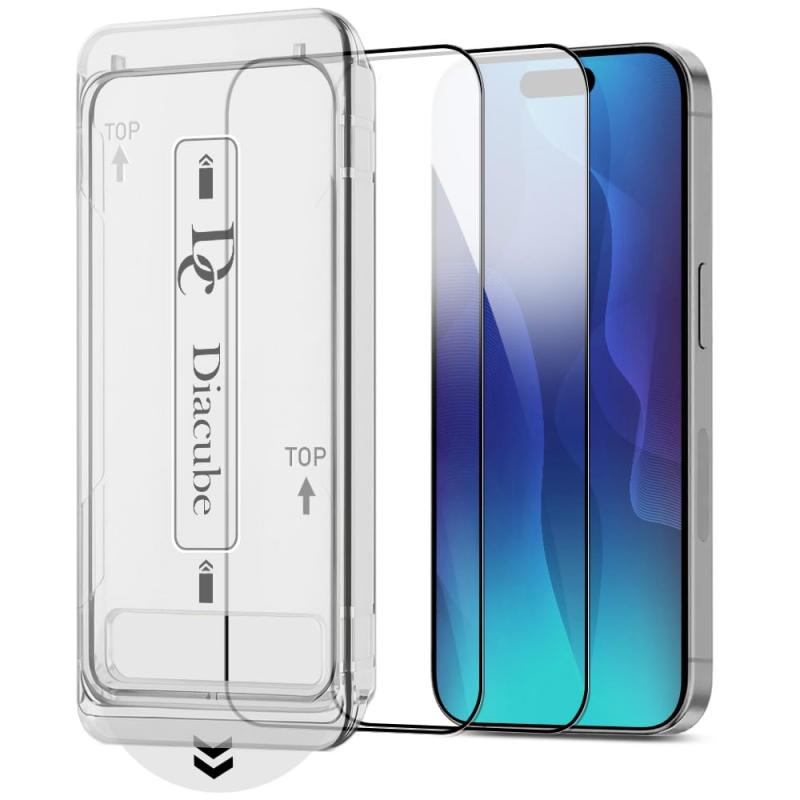【AR反射防止コーティング】DIACUBE iPhone 17 Series用 ガラスフィルム【2枚セット+ガイド枠付き】3Dラウンドエッジ 硬度9H 液晶保護フィルム [ほこりまで取り除く取設置フレームフレーム付き] 鮮【対応機種】iPh...