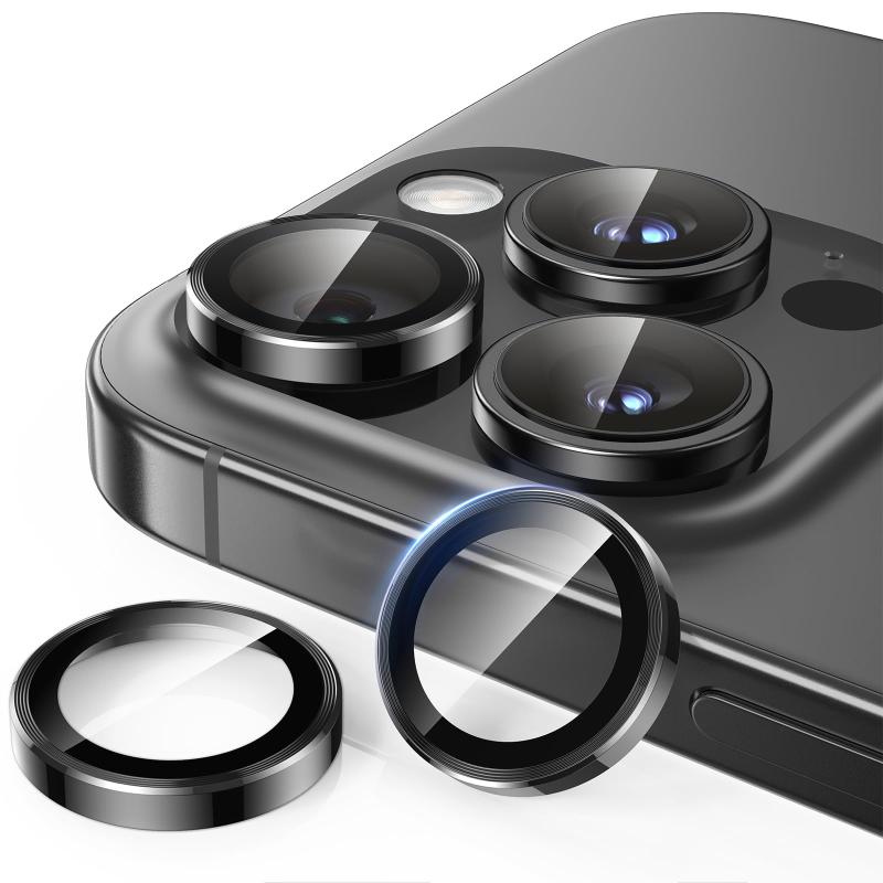 MINSLIS カメラレンズフィルム iPhone 16 Pro/iPhone 16 Pro Max 用 9H強化ガラスカメラレンズ 保護 カバー 強化ガラス(2枚セット)