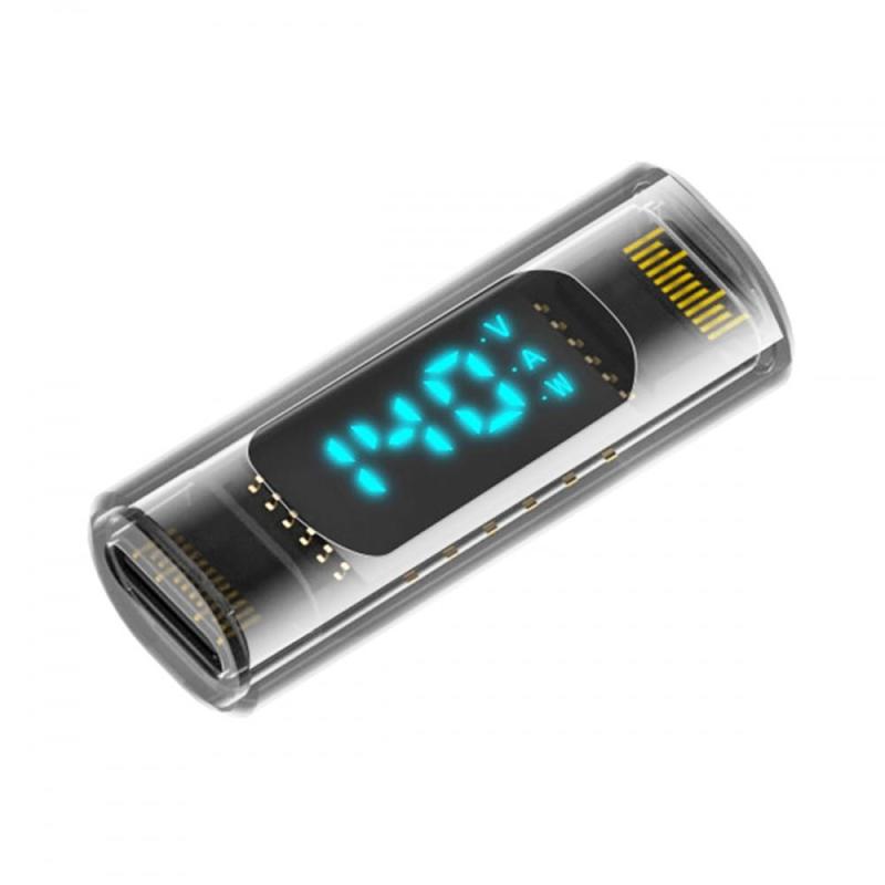 CY アダプター 角度付き Type-C スマート LED ディスプレイ USB-C オス - メス 延長アダプター USB4.0 40Gbps 140W 電流電圧監視テスター 検出器