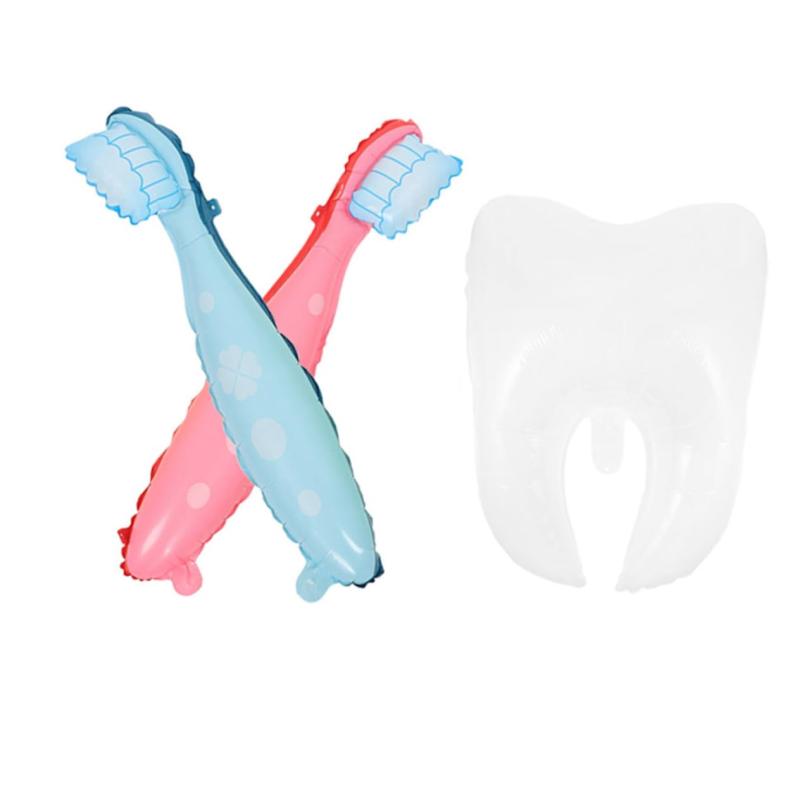 NUOLUX 歯ブラシ形 バルーン 3個セット 大きな歯 バルーン 子供パーティー装飾 誕生日会 飾り付け 軽量 持ち運び簡単ユニークで楽しいデザイン：大きな歯ブラシと歯の形をした風船は、子供のパーティーやイベントにぴったりの創造的な装飾と...