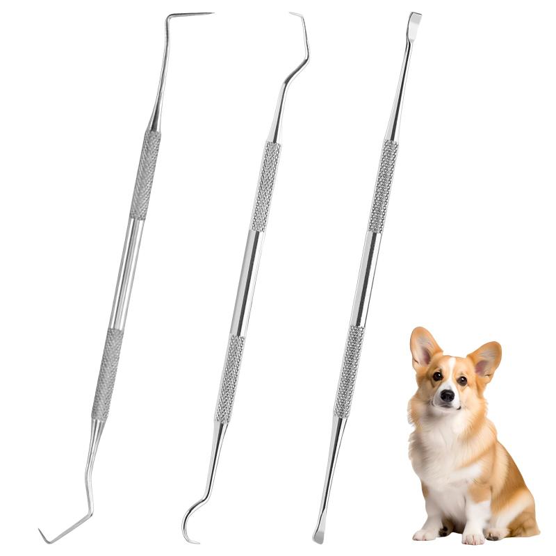 KDSSYFT 犬 犬用歯ブラシ 3本セット ステンレス製 ペット歯ブラシ 両頭タイプ クリーニングキット 洗いやすい カーブデザイン 猫犬兼用 ペット用品セット内容：3本セット。 サイズ：全体の長さは約16cmです。安心な素材：厳選された...