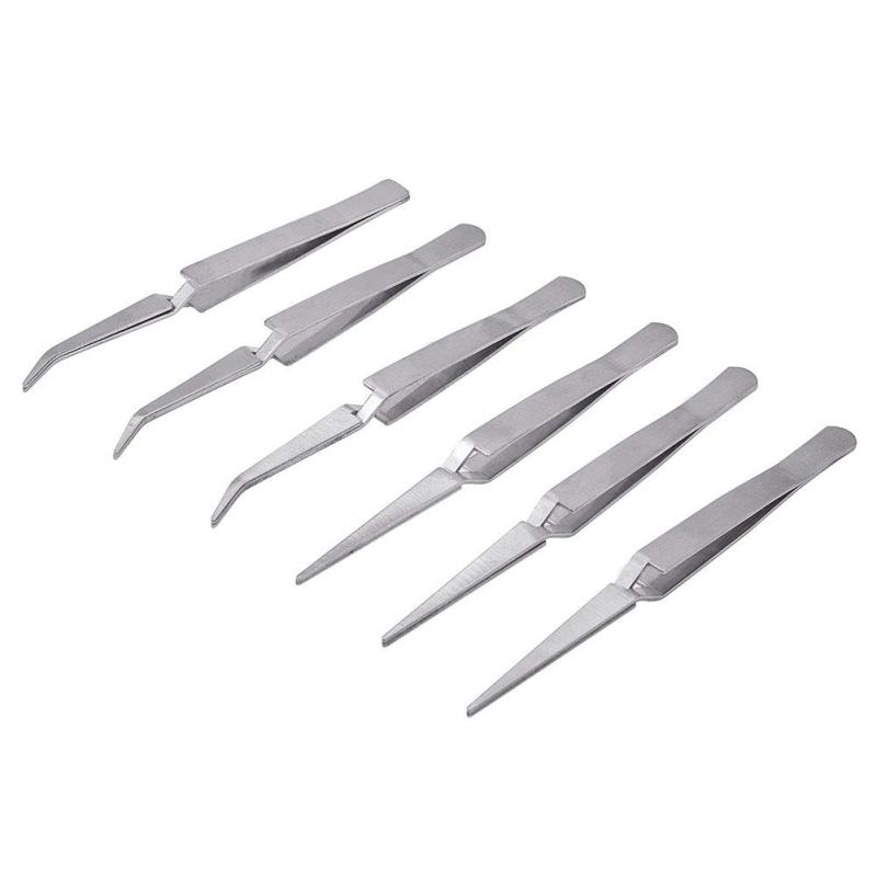 WANDIC クロスロックピンセット ベント＆ストレート 逆の行動 ステンレス鋼 DIYジュエリーホビークラフトツール