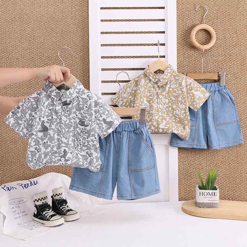 ・適用性別: 男・スタイル: 韓国版・セット内容: パンツセット、服装・対象年齢: 乳幼児(1~3歳, 80~100cm)・シーズン: 夏・袖丈: 半袖・フード: 無し・パンツ丈: 五分丈・ハーフパンツ・生地加工: 柔らか обработк...