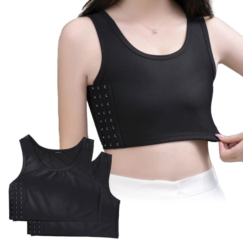 [DIAFELIZ] 胸つぶし バスト補正 2枚セット ナベシャツ タンクトップ ショート丈 胸を小さく見せる