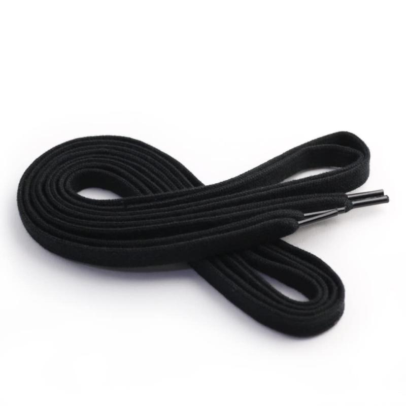 [Eight Hundred Ships] 靴紐 靴ひも コットンシューレース This is 生成り 白 黒 スニーカーやランニングシューズに (ブラック, 45インチ)