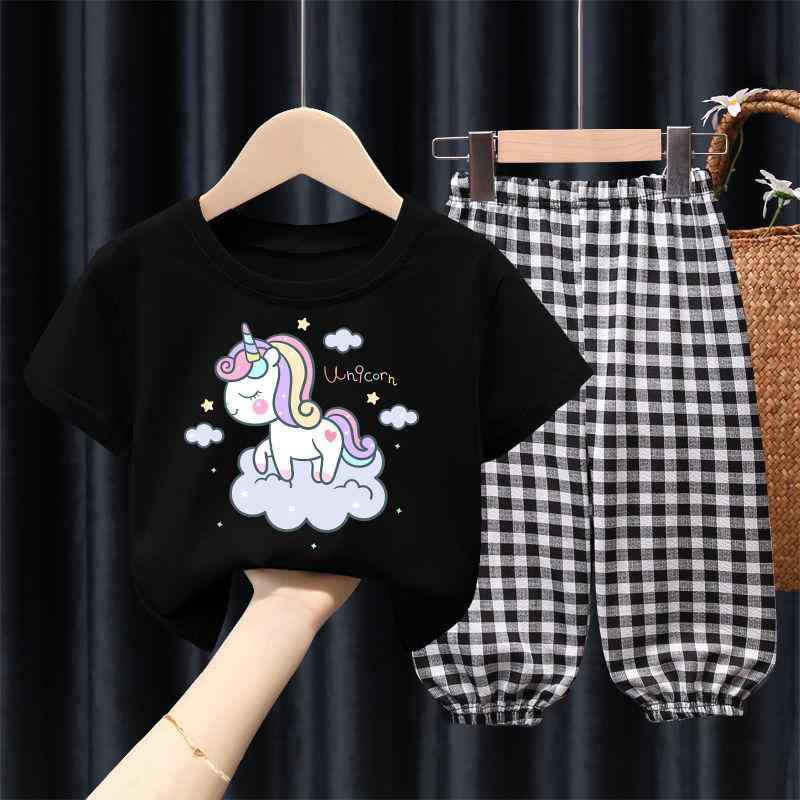 ・スタイル: 韓国版・セット内容: パンツセット、服装・対象年齢: 中小キッズ(3~8歳、100~140cm)・袖丈: 半袖・フード: なし・パンツ丈: 長ズボン・生地加工: 柔らか обработка・厚さ: 薄手・柄: 動物、ストライプ...
