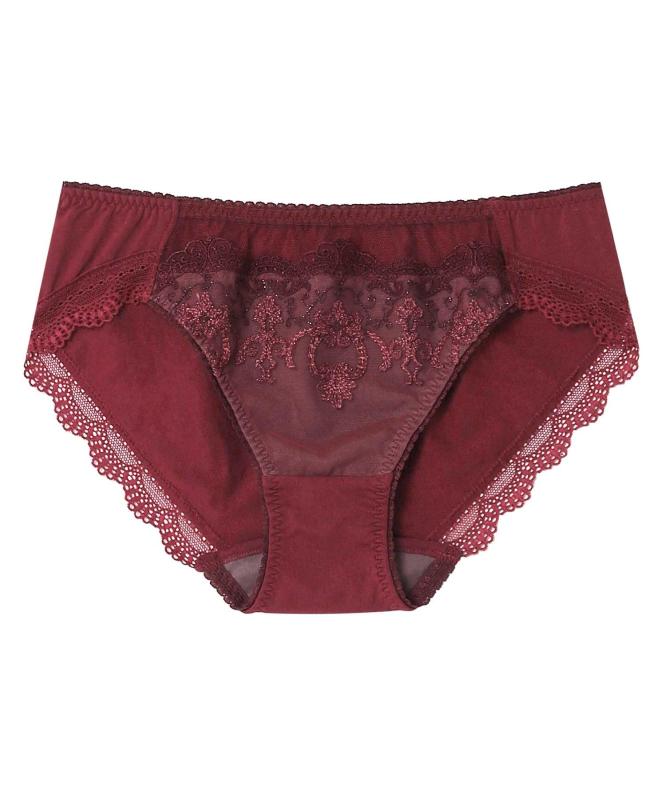 [アンフィ] ショーツ 【Glama-Rich グラマリッチ ボリュームUPタイプ】 BYJ378とペア アウターにひびきにくい(裾) PYJ178 レディースフロントにエンブロイダリーレースをほどこしたショーツ。バックははきごこちの良い縦...