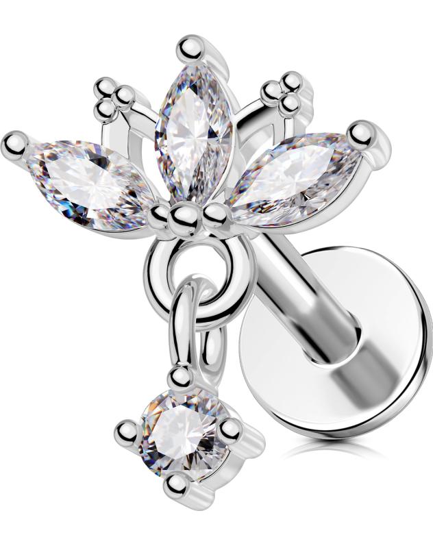 OUFER Body Piercing 16G 316Lステンレス鋼 インナーネジ式唇ピアス ボディピアスジュエリー 唇/耳屏/耳骨/耳甲艇/軟骨用 男女兼用 ラブレットスタッド Labret Lip Helix Tragus Pierci...