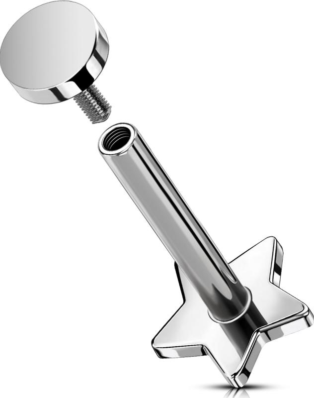 OUFER ボディピアス ヘリックスピアス ジュエリー 16G ラレット ピアス ジュエリー チタン コンク トラガス リップ スタッド 内部 5/6/8/10/12mm 軟骨イヤリング内部スレッドラブレットピアスジュエリーは、グレード23...