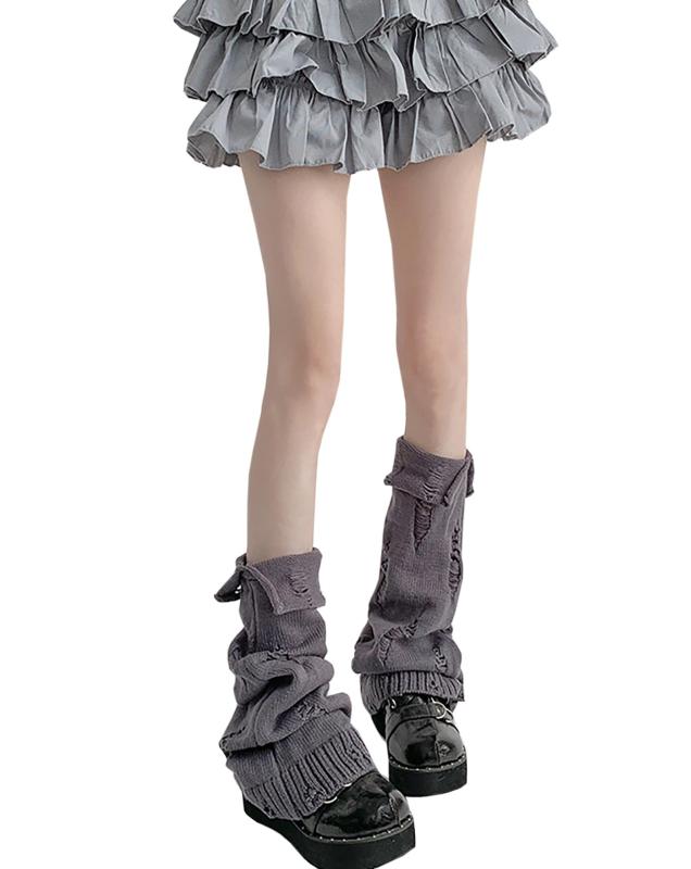 [Laisve] レッグウォーマー レディース 足首ウォーマー サブカル 柔らかい 乞丐風 ニット 防寒 靴下 レッグカバー フレア フットカバー ルーズソックス 暖かい 冷え対策 かわいい Y2K