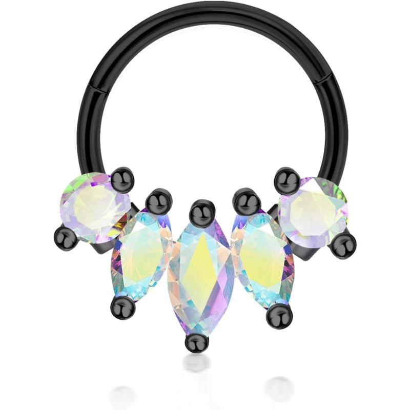 [LOYALLOOK] G23 チタン ボディピアス 人気 鼻 ピアス 16G リング クリッカー リング ノーズ リング セプタム ジュエリー CZ ヘリックス ピアス 軟骨ノーズ リング ピアス 女性 男性 カラー16G セプタムリング...