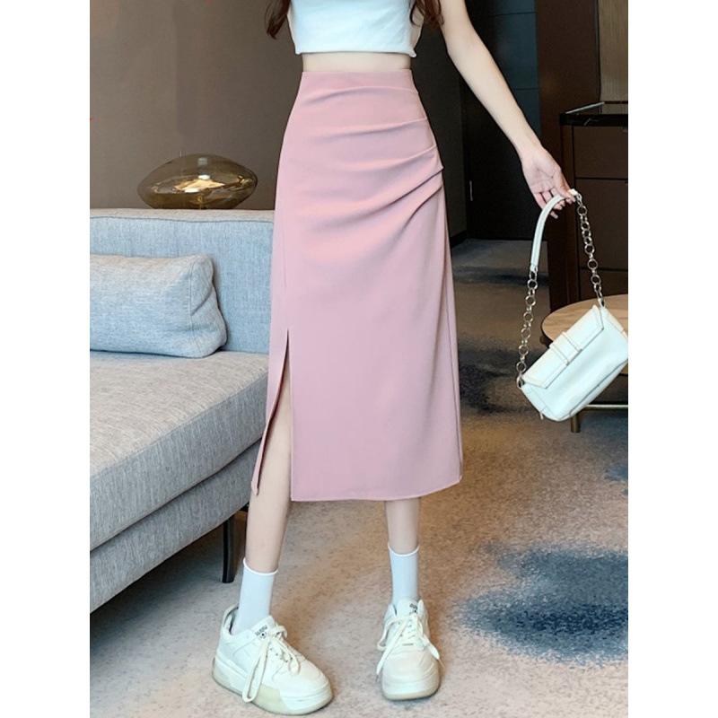 ・工艺: 印花/印染・面料名称: 涤纶/涤纶（聚酯纤维）・主面料成分: 涤纶/涤纶（聚酯纤维）・主面料成分2: 涤纶/涤纶（聚酯纤维）・裙型: A字裙・裙长: 中长裙・流行元素: 纯色・颜色: 粉色, 黒色・尺码: M, L, XL, 2X...