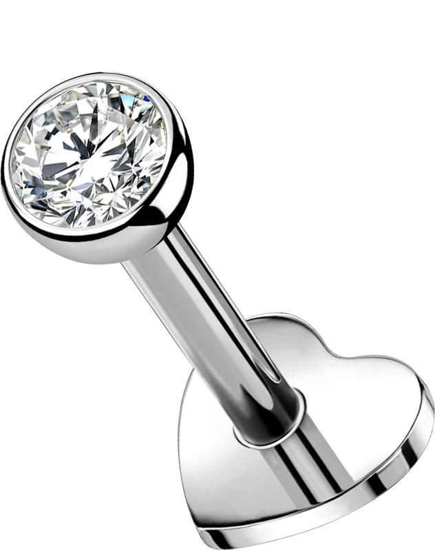 [OUFER Body Piercing] ボディ穿孔 18G/1.0MM の螺旋形の刺すような宝石類のチタニウムの Labret のイヤリングのスタッドのゆとり CZ の唇棒 5/6/8/10/12mm の鼻の刺すようなスタッドの平らな背...