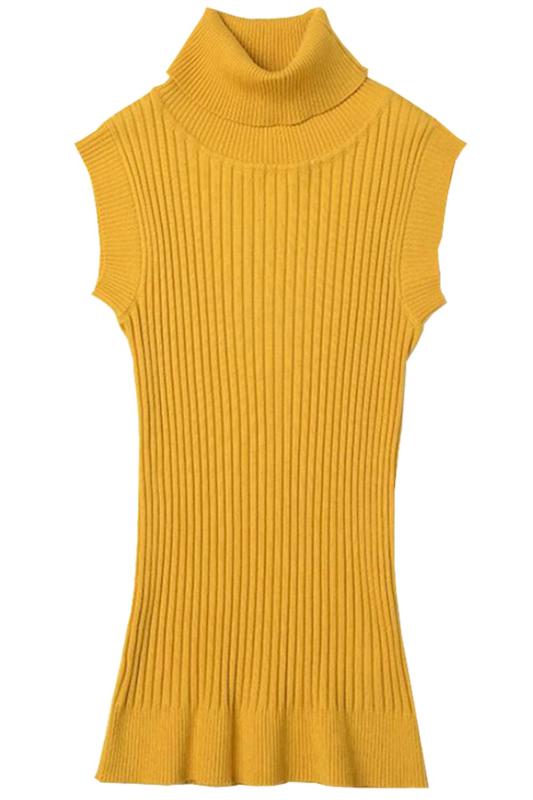 [Ptika] タートルネック ノースリーブ ニット セーター ハイネック レディース【美ラインシルエット】リブ仕立てで着心地バツグンボディラインに自然にフィットし、メリハリのある女性らしい着こなしのニットに仕立てております。【小顔＆細見せ...