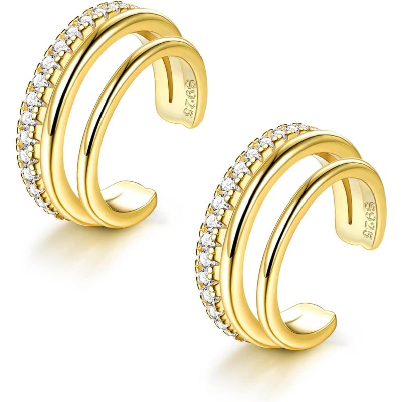 LOYALLOOK イヤーカフ レディース 人気 ジルコン 2点 925 シルバー イヤーカフ イヤリング 非ピアス フェイクピアス金属アレルギー対応 軟骨 非ピアス 両耳 ジュエリーサイズと素材 フェイクイヤリングの内径は10mmです。 ...