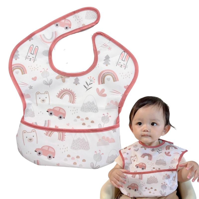 [Ella.] 【乾燥機も使えるお食事エプロン】食事用エプロン 乾燥機 ベビー エプロン スタイ マジックテープ 赤ちゃん 立体ポケット 保育園 記名 防水 撥水 軽量 入園 子ども園 お食事エプロン 3D立体ポケットが食べこぼしをしっかり...