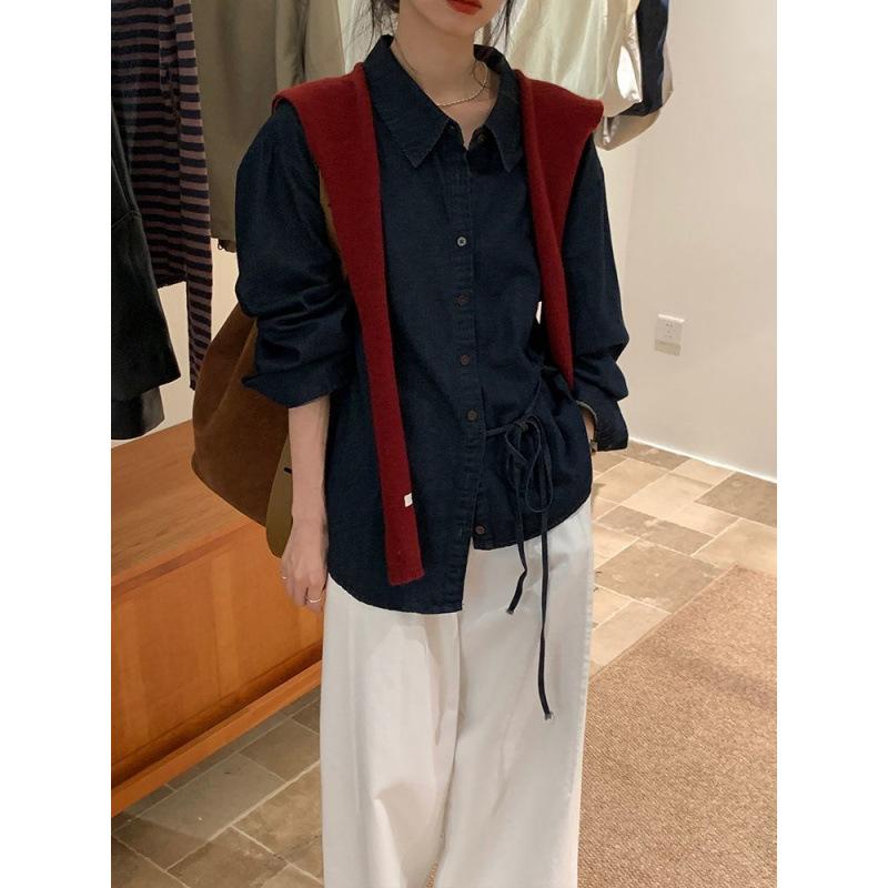 ・スタイル: 気質通勤・カテゴリ: シャツ・デザイン: 斜肩・袖丈: 短袖・袖型: 普通・カラー展開: 牛仔・サイズ展開: S、M、L、XL、2XL