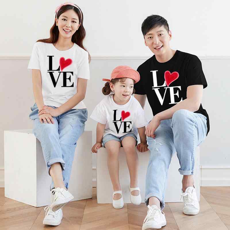 ・カテゴリ: Tシャツ・スタイル: 韓版・主な素材: 綿95%・柄: 純色、字母・厚み: 普通・要素: 卡通、字母、可愛い、印花、親子、プリンセス、網纱、潮范、糖果・カラー展開: 白色LOVE、黒色LOVE・サイズ展開: S、M、L、XL、XXL