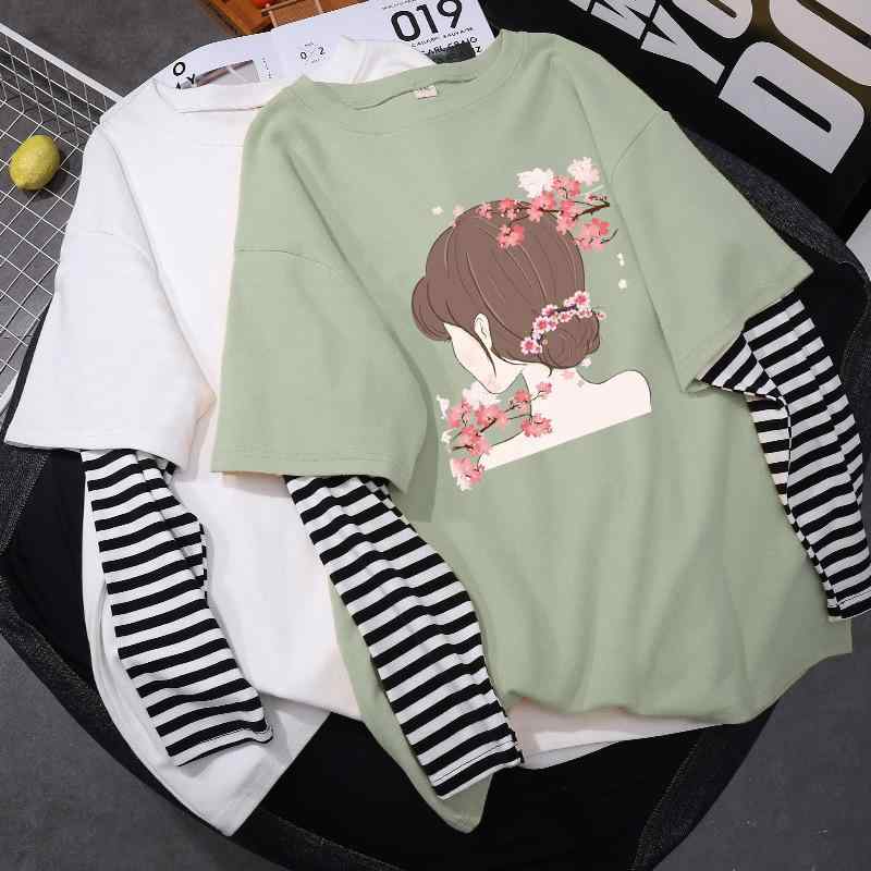 ・主な素材: ポリエステル・柄: カード・スタイル: 韓系・袖丈: 長袖・衣長: 普通・ネックライン: ラウンドネック・袖型: 標準・流行要素: プリント・カラー展開: 白色、粉色、黒色、緑色・サイズ展開: M、L、XL、2XL