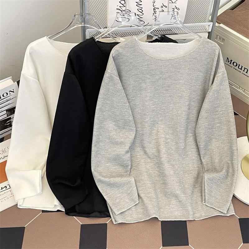 ・カテゴリ: Tシャツ・スタイル: 復古・主な素材: ポリエステル繊維（ポリエステル）・柄: 無地・版型: ゆったり・適合: 青少年・対象年齢: 18-24歳・ネックライン: クルーネック・袖丈: 長袖・袖型: 標準・厚み: 薄手・適用シー...