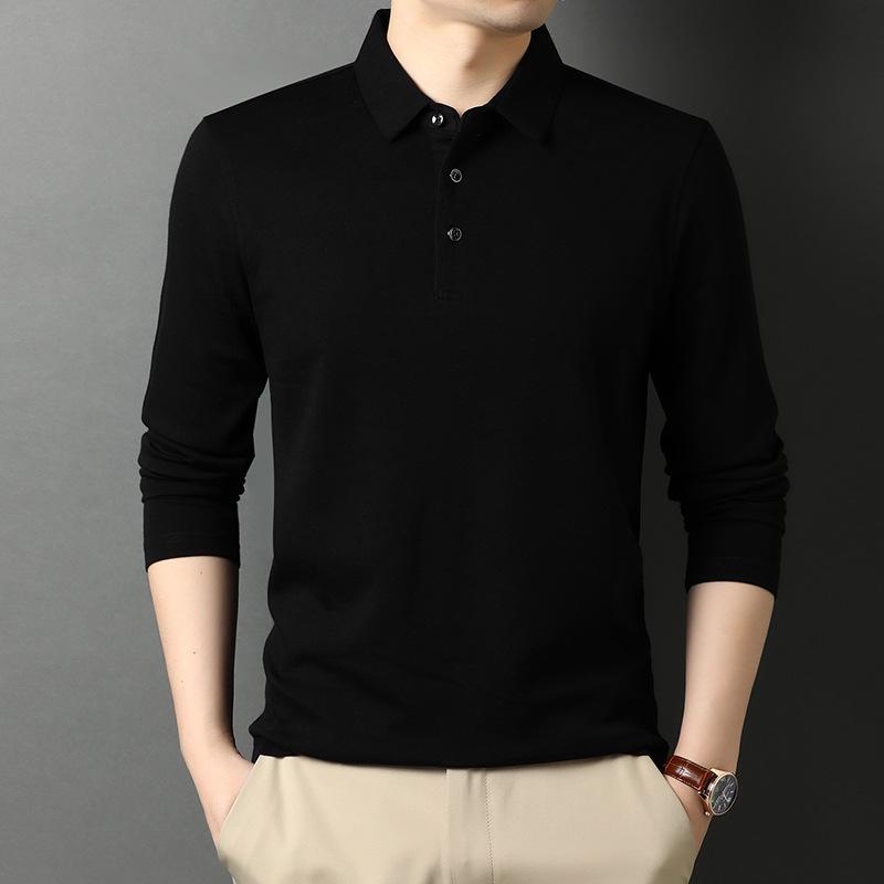 ・カテゴリ: Tシャツ・スタイル: 基本・主な素材: ポリエステル27%・柄: 無地・版型: ストレート・袖丈: 長袖・首元: ラペル・袖型: 標準・厚み: 普通・詳細: ジャカード・加工: ノーアイロン・カラー展開: ブラック、ライトブル...