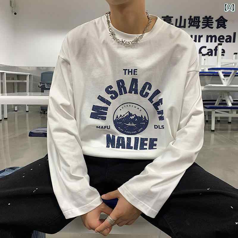 ・カテゴリ: Tシャツ・スタイル: 潮・主な素材: 綿99%・柄: 条紋・ネックライン: 丸首・袖丈: 長袖・袖型: 標準・デザイン詳細: 印花・カラー展開: 白色、灰色、黒色、藍色・サイズ展開: M、L、XL、2XL、3XL、4XL、5XL