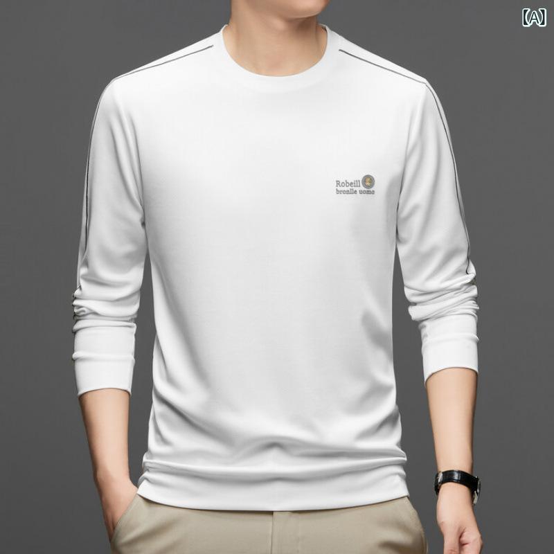 ・カテゴリ: Tシャツ・スタイル: ファッション・柄: 条紋・版型: ストレート・適合身型: ビッグサイズ・ネックライン: クルーネック・袖丈: 長袖・フード付き: なし・厚み: 普通・袖型: 標準・カラー展開: 白色、灰色、黒色、米色、豆...