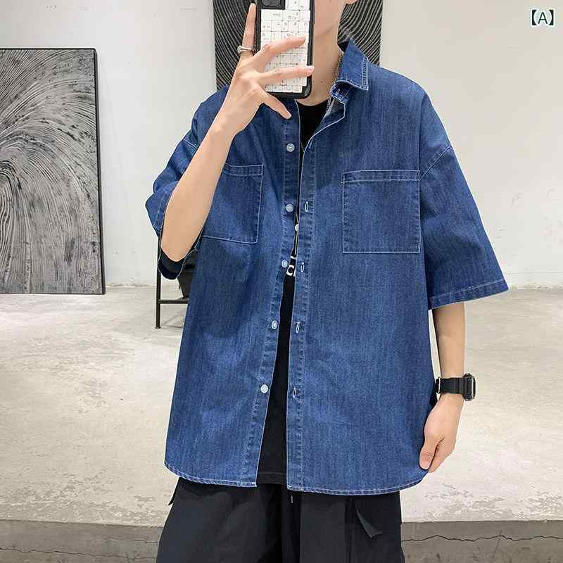 ・スタイル: ワイドカラー・袖丈: 短袖・柄: ピースカラー・厚み: 加绒・ディテール: ポケット、肩章・適合: ビッグサイズ・主素材: 綿100%・カラー展開: ダークブルー、ライトブルー、ブラック、ホワイト・サイズ展開: M、L、XL、...