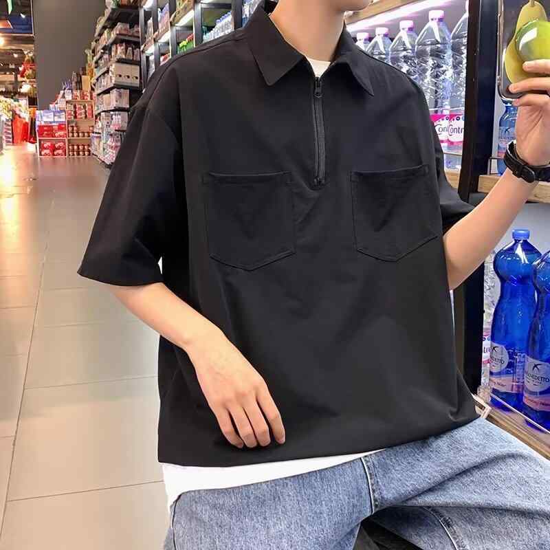 ・カテゴリ: Tシャツ・スタイル: 韓国版・主な素材: ポリエステル100%・柄: 無地・版型: ストレート・袖丈: 短袖・ネックライン: スタンドカラー・袖型: 標準・厚さ: 薄手・カラー展開: ブラック、ブルー・サイズ展開: M、L、X...