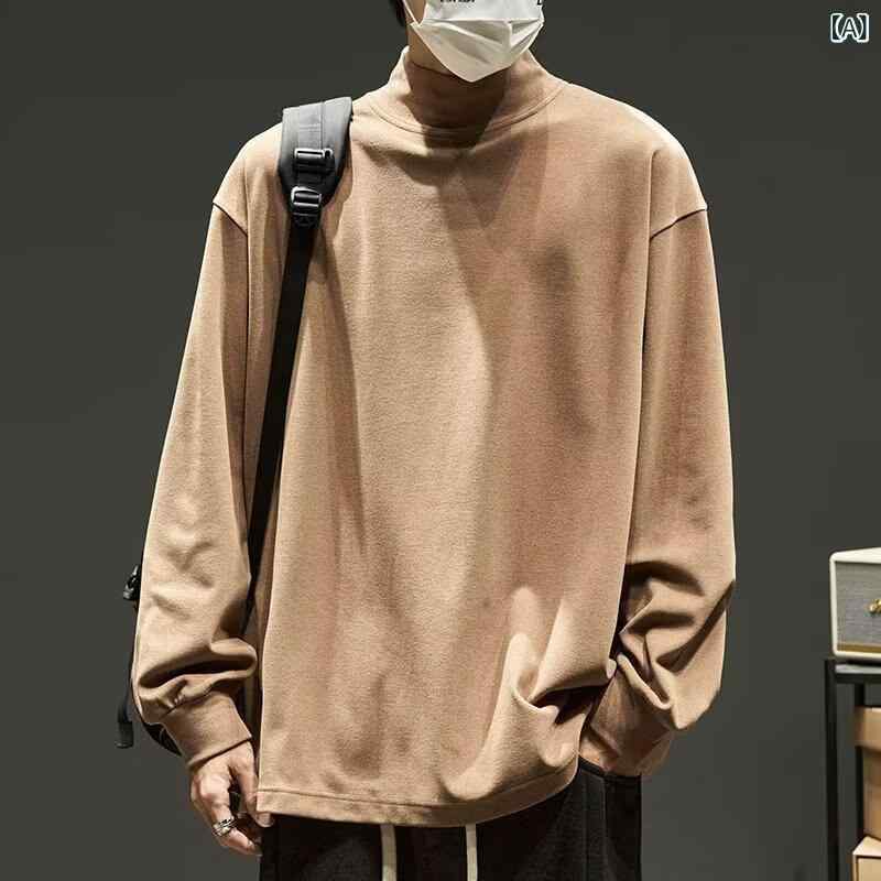 ・カテゴリ: Tシャツ・スタイル: 韓版・主な素材: ポリエステル100%・柄: 無地・版型: ゆったり・袖丈: 長袖・袖型: 落肩袖・ネックライン: 高領・厚み: 加絨・カラー展開: ブラウン、ブラック、グレー、アプリコット・サイズ展開:...