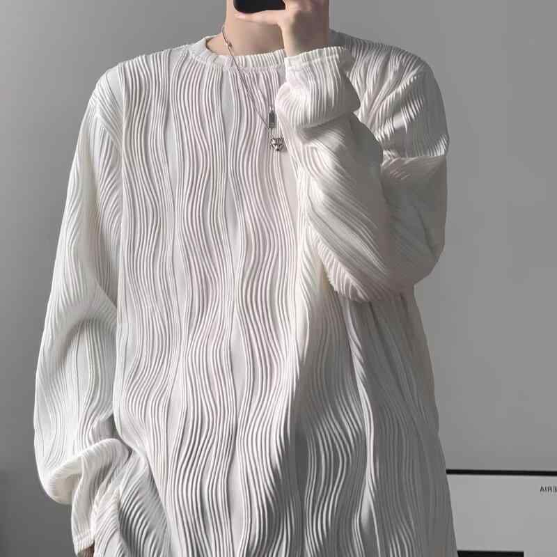 ・カテゴリ: Tシャツ・スタイル: 韓版・主な素材: ポリエステル100%・柄: 条紋・版型: ストレート・袖丈: 長袖・ネックライン: ラウンドネック・カラー展開: ブラック、ホワイト・サイズ展開: M、L、XL、XXL、XXXL・袖型:...