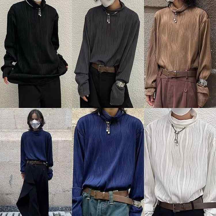 ・カテゴリ: Tシャツ・スタイル: 韓版・主な素材: ポリエステル100%・柄: 無地・版型: ルーズフィット・袖丈: 長袖・ネックライン: ハイネック・袖型: 標準・厚み: 普通・カラー展開: ブラック、ホワイト、ブルー、ダークグレー、ブ...