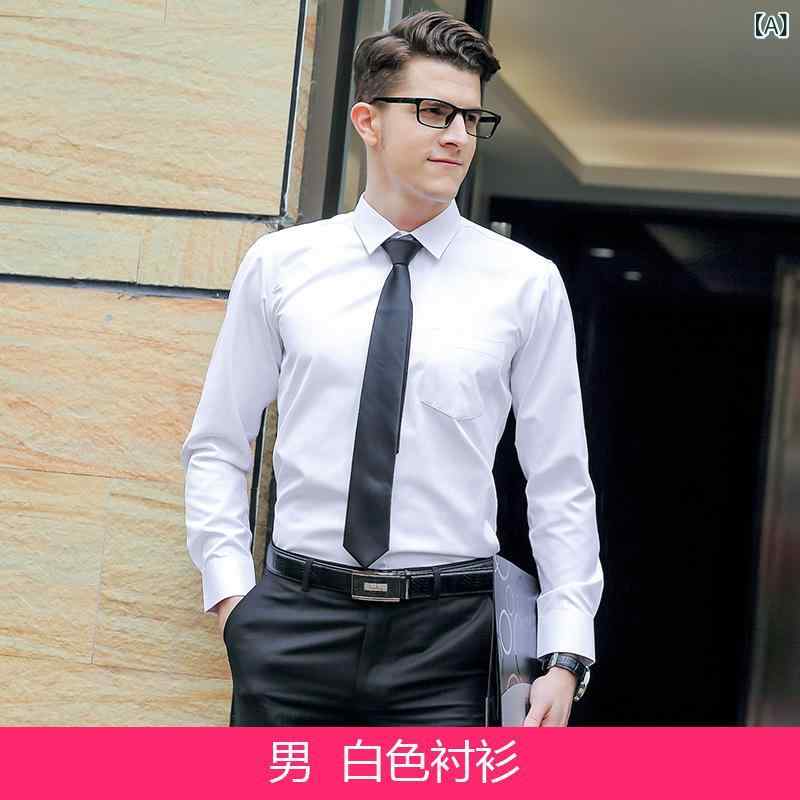 ・スタイル: 韓版・カテゴリ: シャツ・主な素材: 綿40%、ポリエステル60%・タイプ: 開襟・フィット: スリムフィット・カラー: ホワイト、ブルー、ワインレッド、ネイビー、ピンク、ブラック、パープル、グレー、ブラックパンツ、ブラックス...