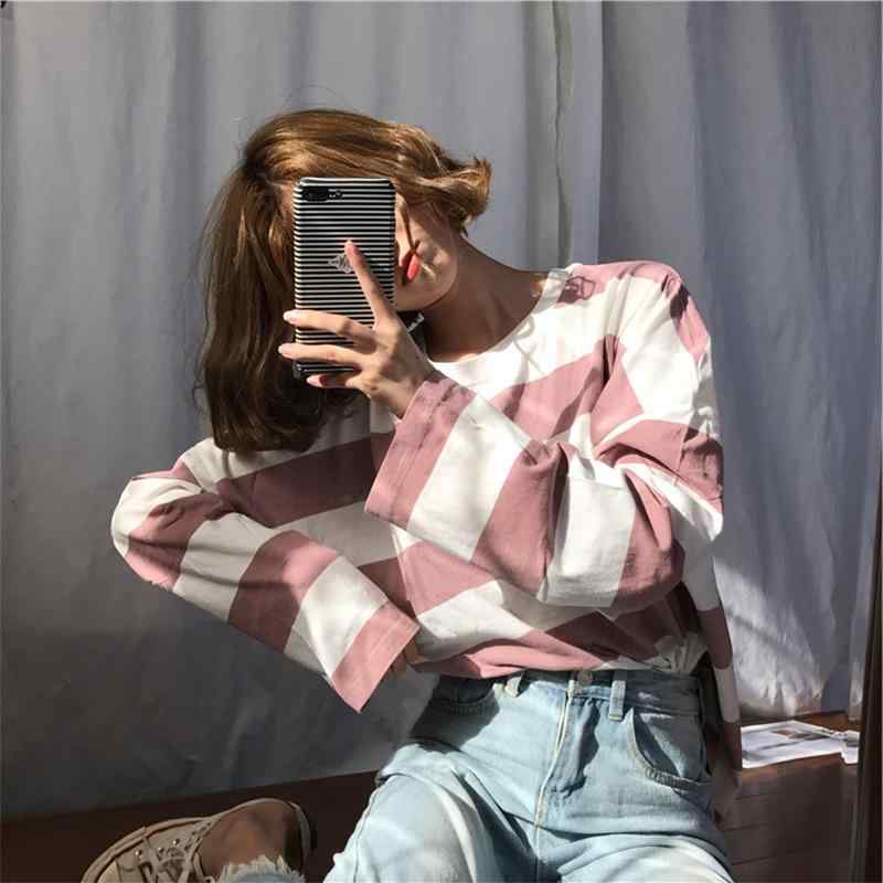 ・カテゴリ: Tシャツ・スタイル: 都市休闲・袖丈: 長袖・柄: 条紋、印花、拼接、3D/立体图案・ネックライン: 圆领・カラー展開: 藍条紋、粉条紋、黒条紋・サイズ展開: M、L、XL、XXL