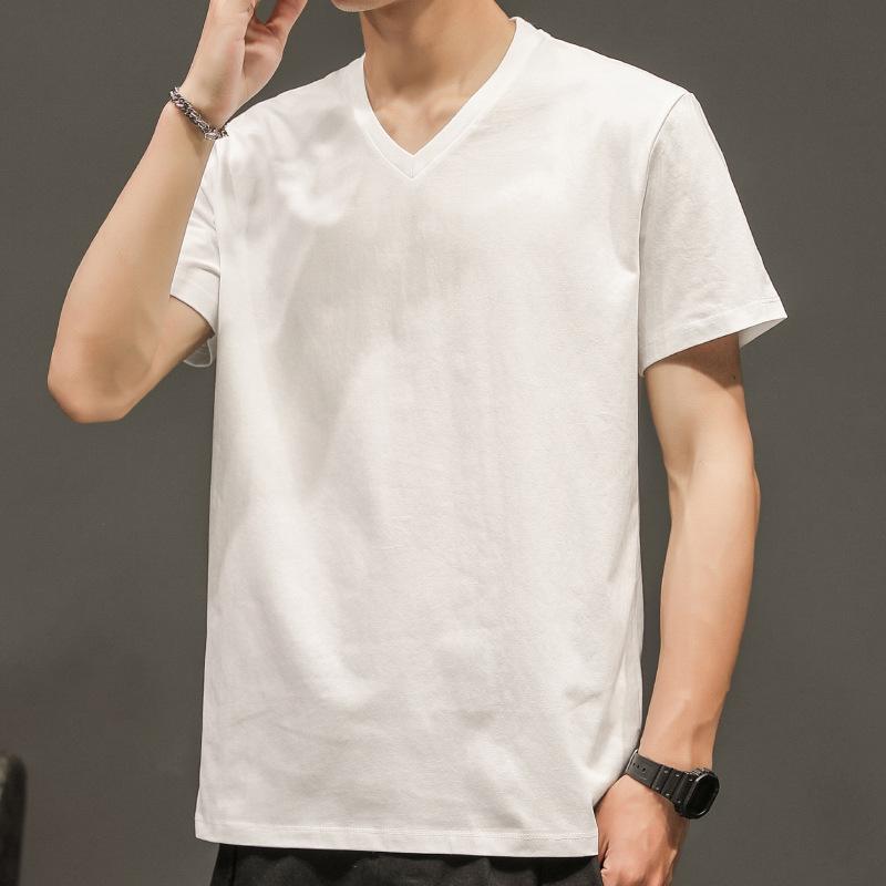 ・スタイル: 簡約・主な素材: 綿100%・柄: 無地・版型: ゆったり・ネックライン: Vネック・袖丈: 短袖・厚み: 普通・袖型: 標準・カラー展開: ホワイト、グレー、ブラック、ダークネイビー・サイズ展開: M、L、XL、XXL、XX...