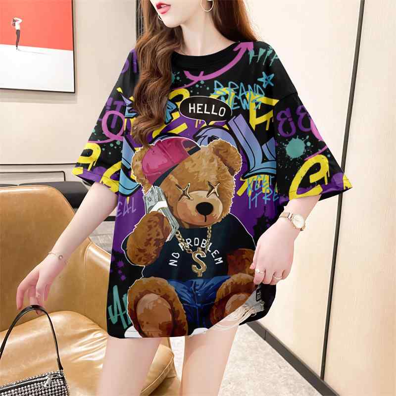 ・カテゴリ: Tシャツ・スタイル: 休闲・主な素材: 氨纶95%以上・柄: 动漫卡通・袖丈: 短袖・加工: 印花・版型: 宽松型・衣長: 中長款・ネックライン: 圆领