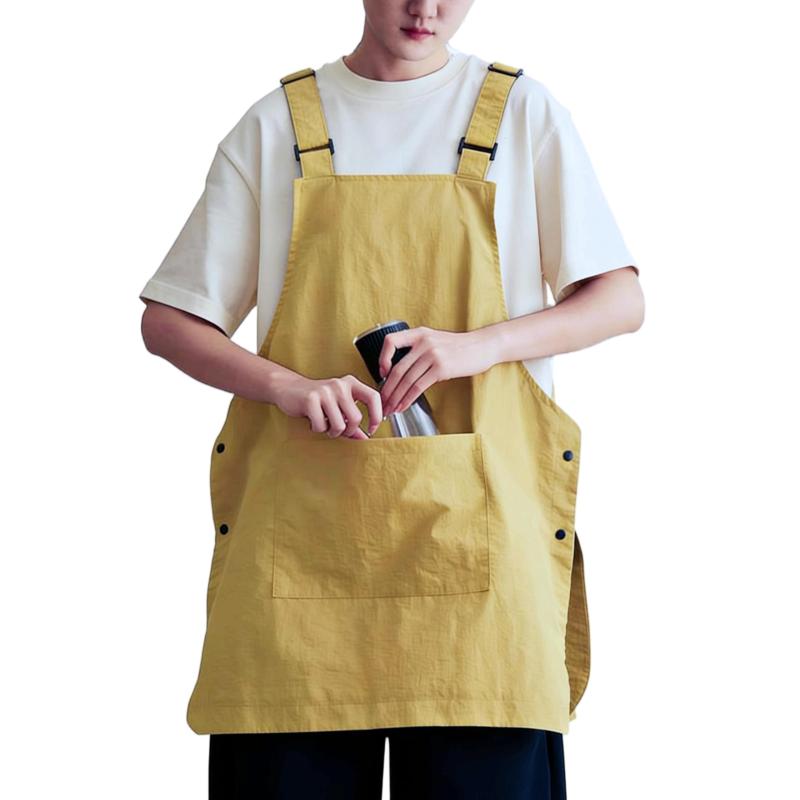 [HEWEAYTA] カフェエプロン レディース メンズ 防水 2way 防汚 えぷろん - 作業用エプロン お尻が隠れる 肩ひも・腰ひも 調節可能 大容量ポケット付き おしゃれ 軽量 キッチン 飲食店 料理用 業撥水素材：撥水加工が施され...