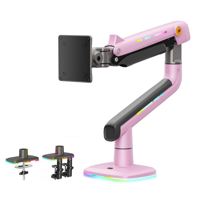 NB ERGONOMIC モニターアーム ライト付き 60インチまで対応 耐荷重2-20kg ゲーミングモニターアーム ディスプレイアーム シングルモニターアーム【大型,ウルトラワイド,高耐荷重ディスプレイ向け設計】本モニターアームは頑丈で...