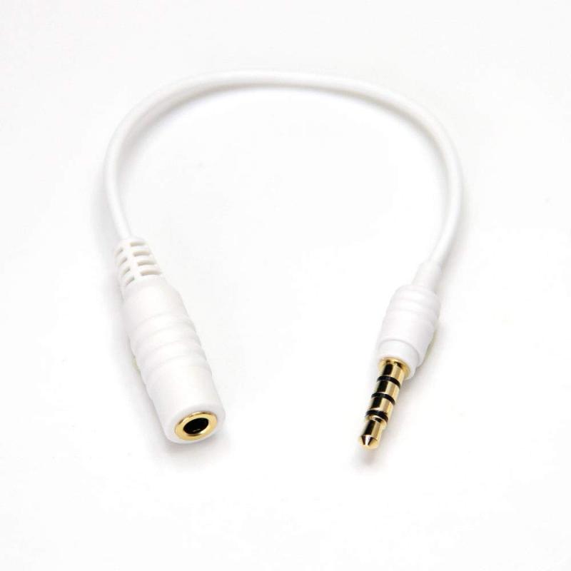 スマートフォン用ヘッドホン延長ケーブル 4極3.5Φスリムコネクタ (0.1m)差し込み口の小さいケースも使えるマイク通話・リモコン操作にも対応ゲーム、PC、スピーカーなどに