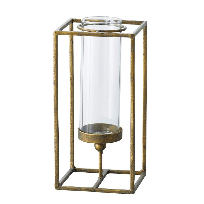 Clay Norns 1021H クリア 花器 ベース ガラスサイズ：縦横 約10×高さ 約21cm<br>素材 : 鉄