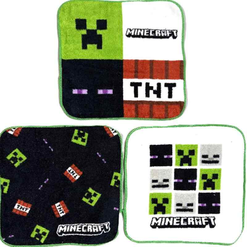 MINECRAFT ミニタオル 3枚セット マイクラ 4分割 マインクラフト プチタオル ハンカチサイズ 約16cm×16cm 素材 綿100％