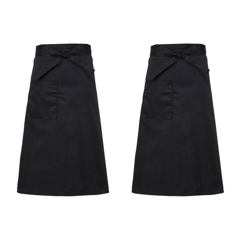 [BRIIKPP] 男女兼用 黒エプロン 2枚セット カフェ サロン 飲食店 キッチン シェフ 家庭用に最適 ソムリエ 前掛けスタイル1.洗いやすい：良質なポリエステル繊維材質を採用し、優れた防汚性能を持ち、各種の油汚れ、汚れに簡単に対応す...