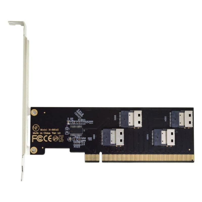 Cablecc スリムライン デュアル/4 SFF-8654 4X 4 NVME - PCIE Express 3.0 4.0 Raid カード VROC Raid0 ハイパー アダプター