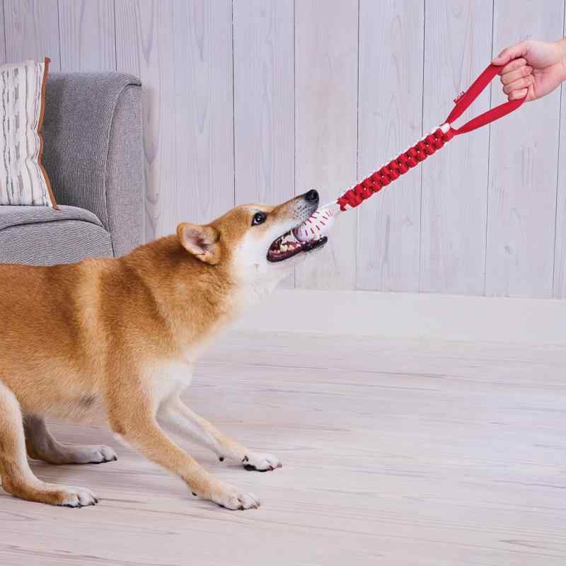 ペティオ (Petio) 犬用おもちゃ PLAY スポーティボールテープ ベースボールどこでもプレイ運動不足を解消引っ張って遊ぶ玩具。原材料　：　合成ゴム、ポリプロピレン、ポリエステル